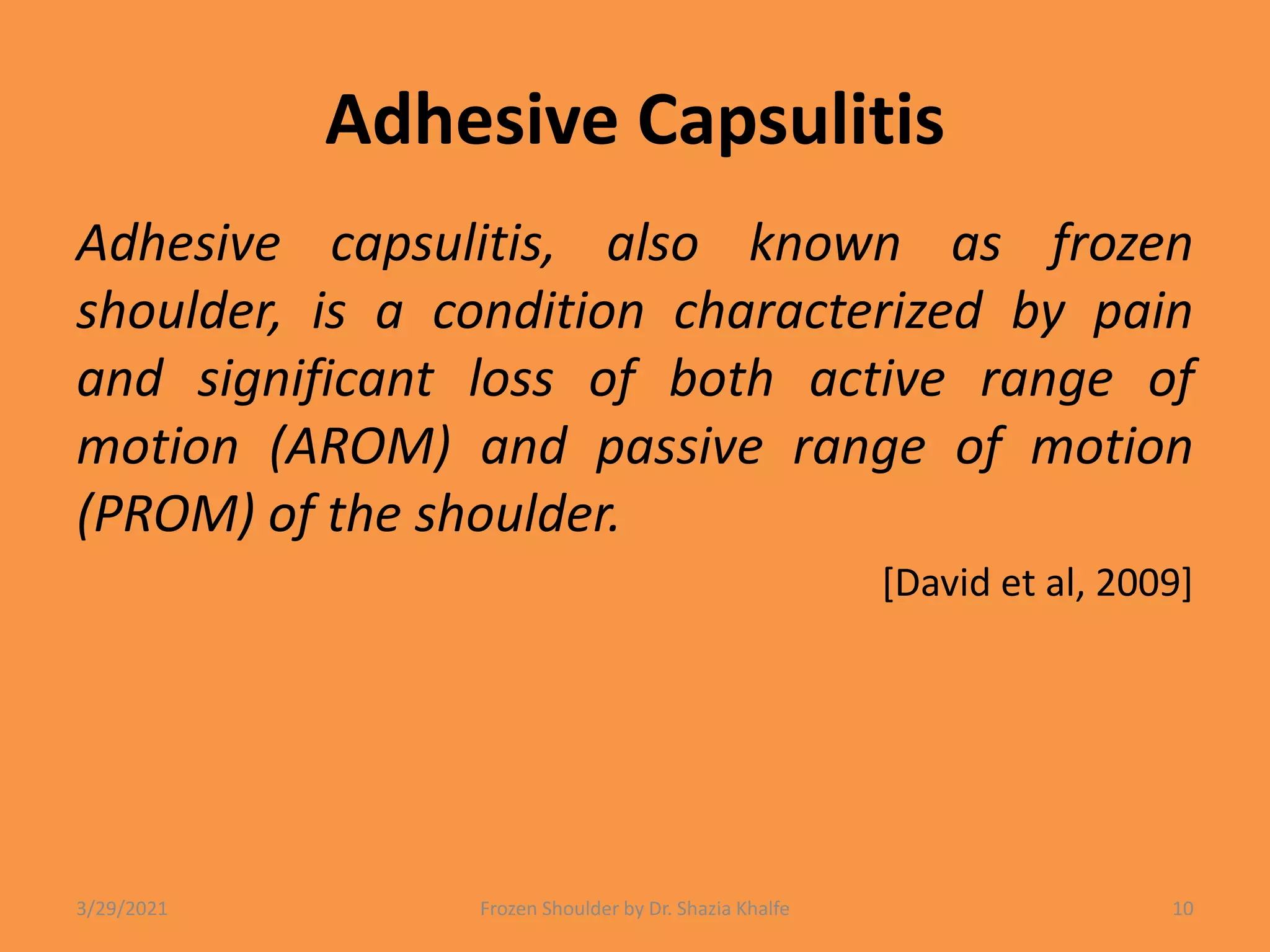 Adhesive Capsulitis | PPTX