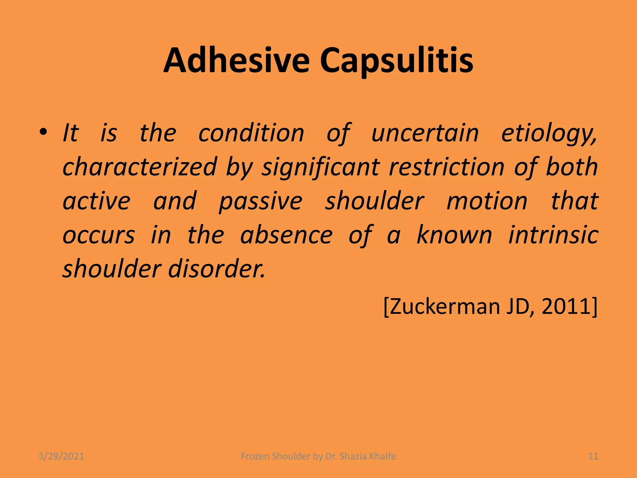 Adhesive Capsulitis | PPTX