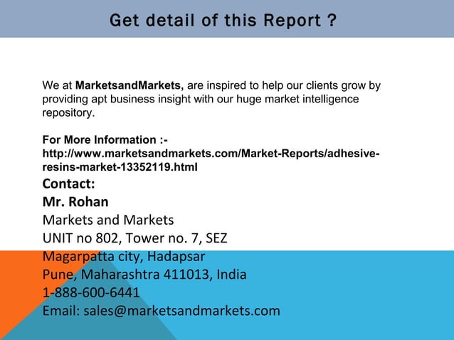 Adhesive resin market | PPT | Commodities | Economy
