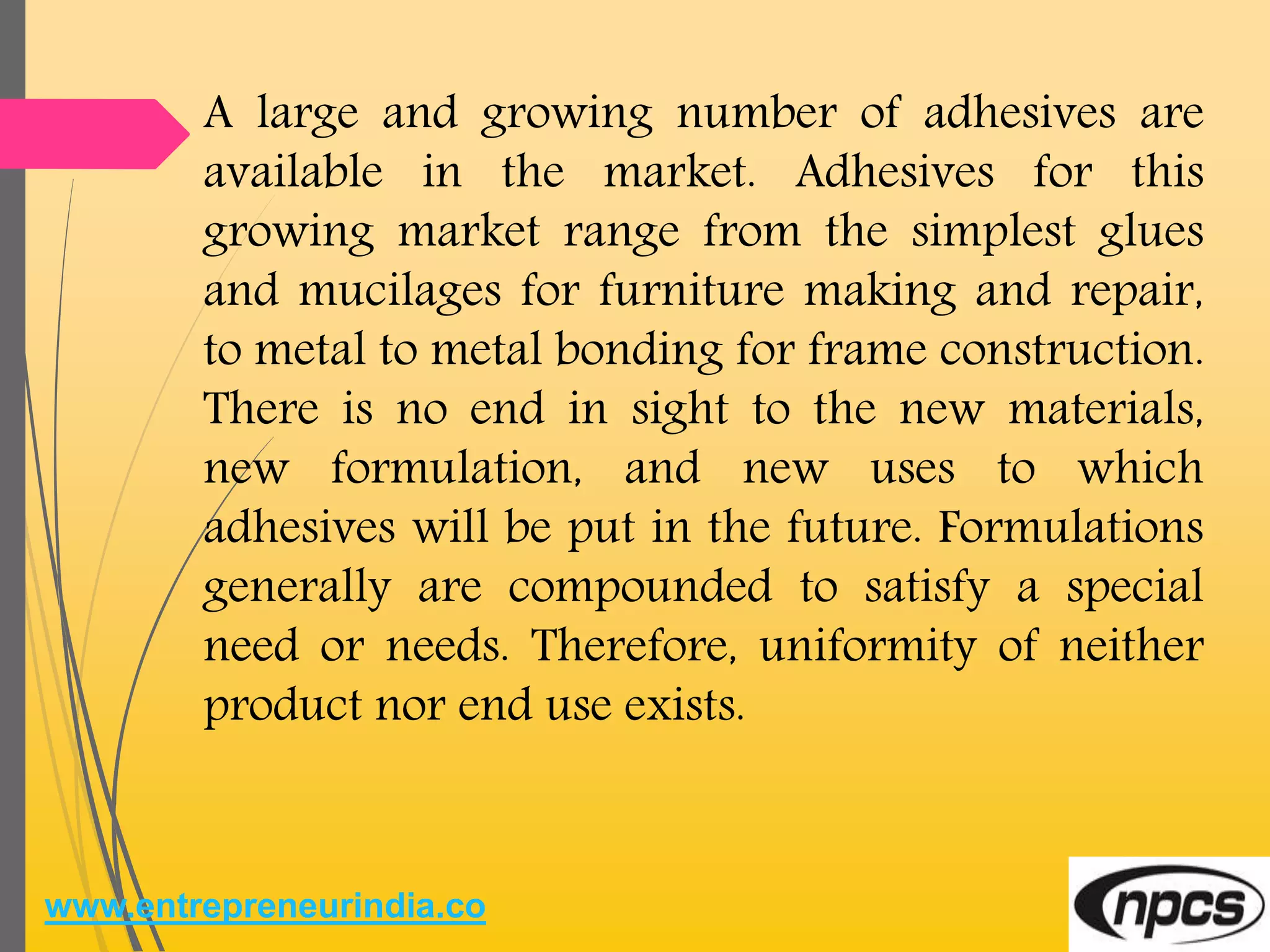 Adhesives Properties and Formulation | PPTX