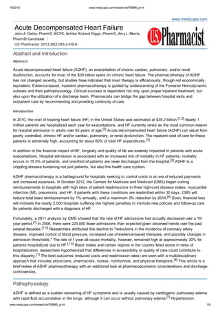 Acute Decompersated Heart Failure | PDF