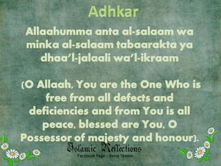 Adhkar to be recited after the Prayer | PPTX