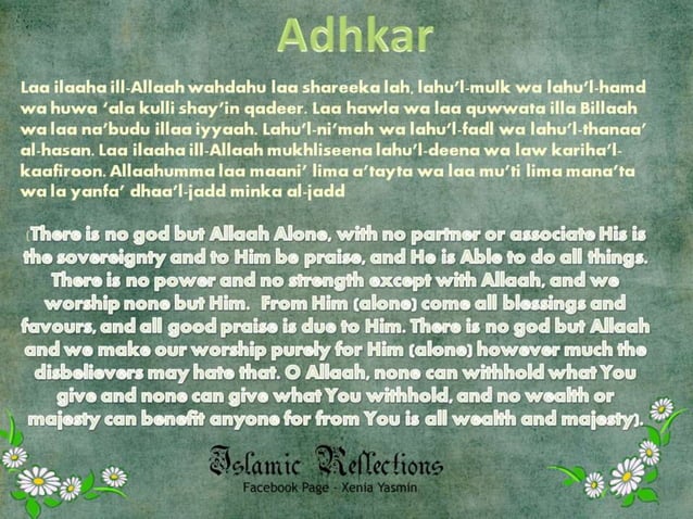 Adhkar to be recited after the Prayer | PPT
