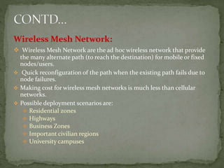 Applications of ad hoc and wireless sensor networks | PPT