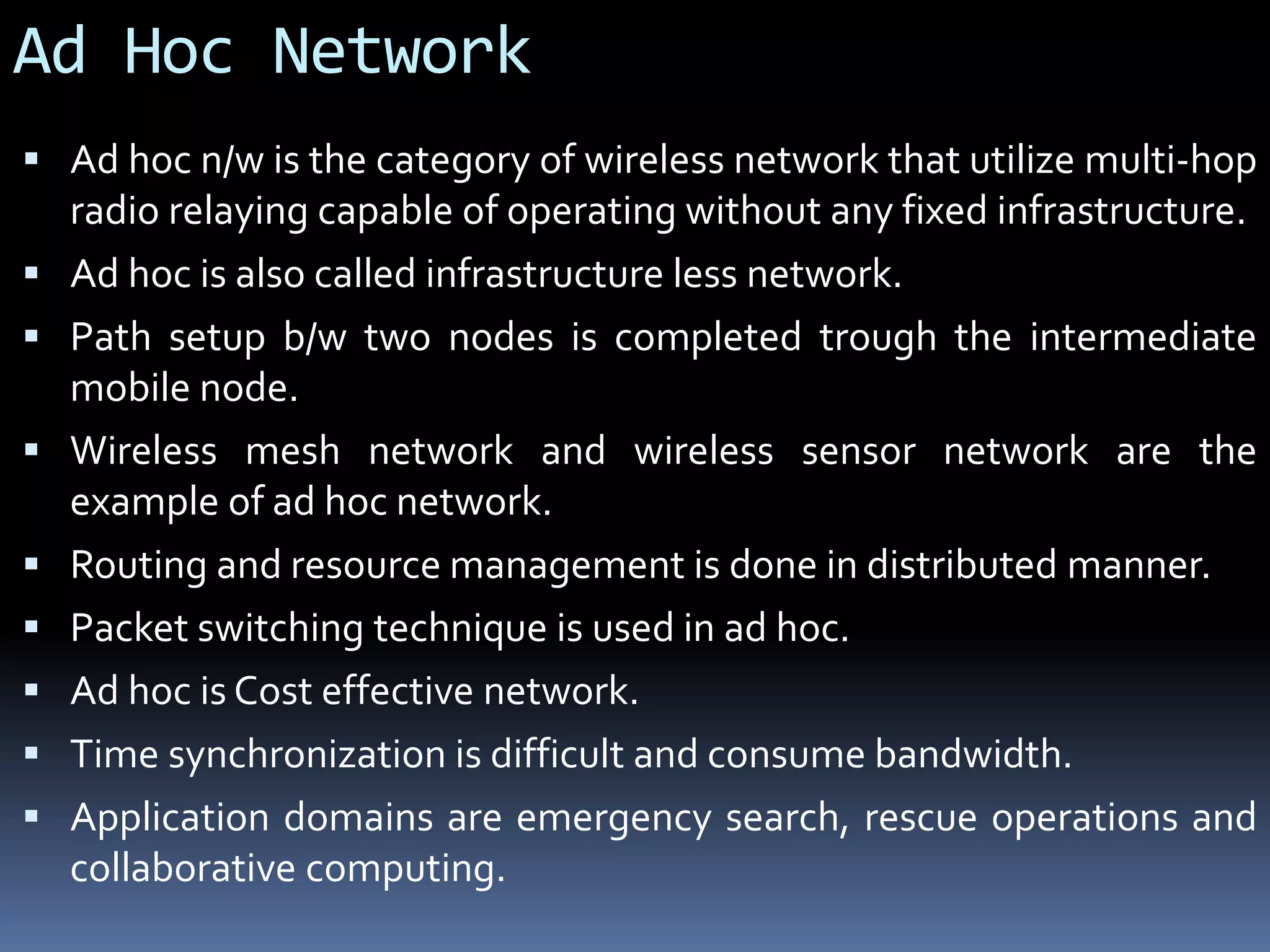 Adhoc Wireless Network | PPTX | Internet of Things | Internet