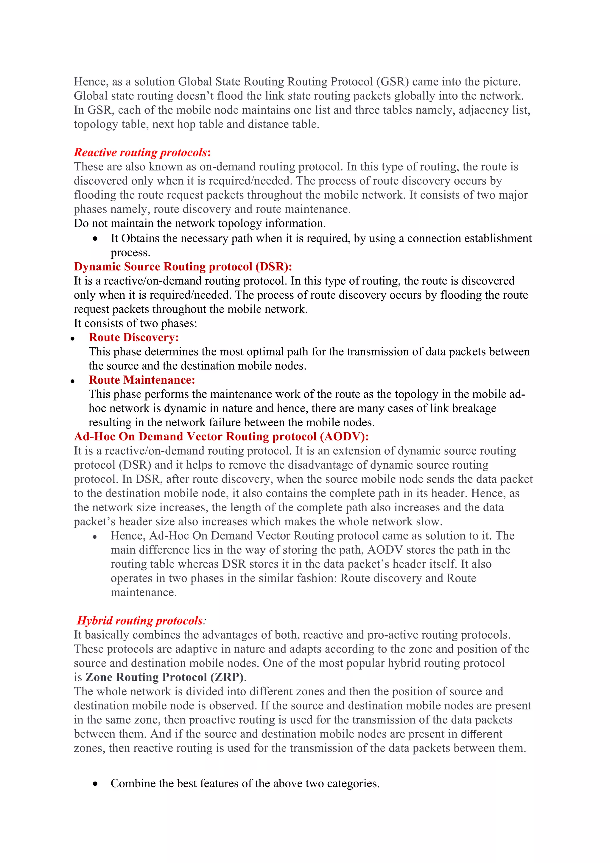 Module 3: Routing Protocols and Transport Layer in Ad-hoc Networks | PDF