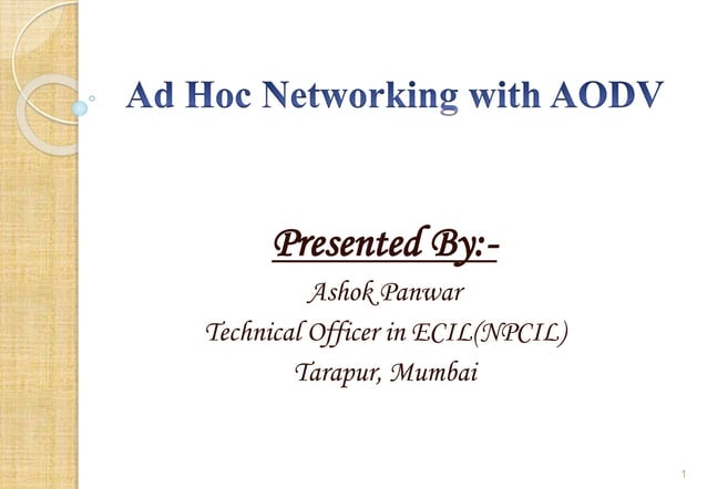 Ad Hoc Networking With Aodv Pptx Computer Networking Computing