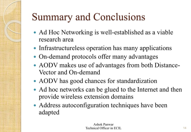 Ad-hoc networking with AODV | PPTX | Computer Networking | Computing