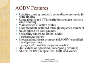 Ad-hoc networking with AODV | PPTX | Computer Networking | Computing