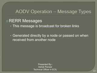 Ad hoc On-demand Distance Vector (AODV) Routing Protocol by Ashok ...