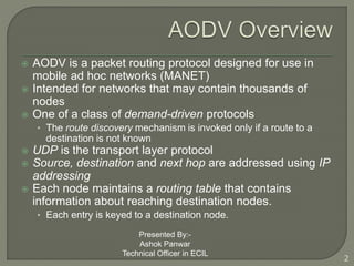 Ad hoc On-demand Distance Vector (AODV) Routing Protocol by Ashok ...