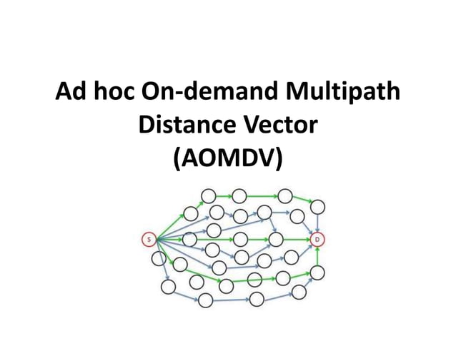 AODV (Ad hoc On-demand Distance Vector) VS AOMDV (Ad hoc On-demand Multipath Distance Vector) | PPT