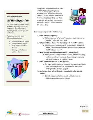Ad hoc reporting | PDF