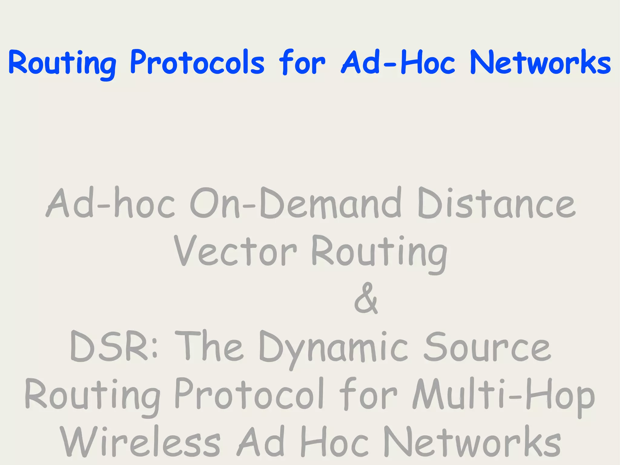 Adhoc routing protocols | PPT