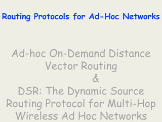 Adhoc routing protocols | PPT