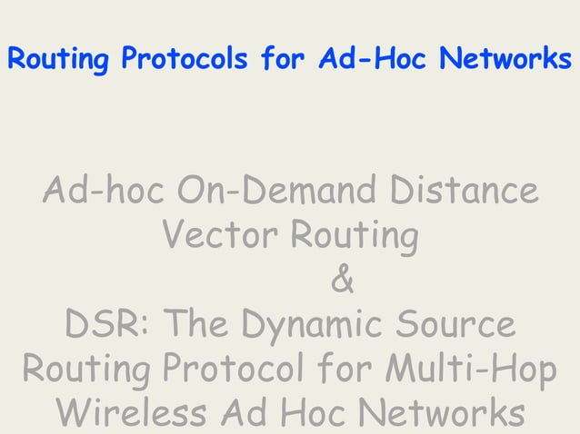 Adhoc Routing Protocols Ppt