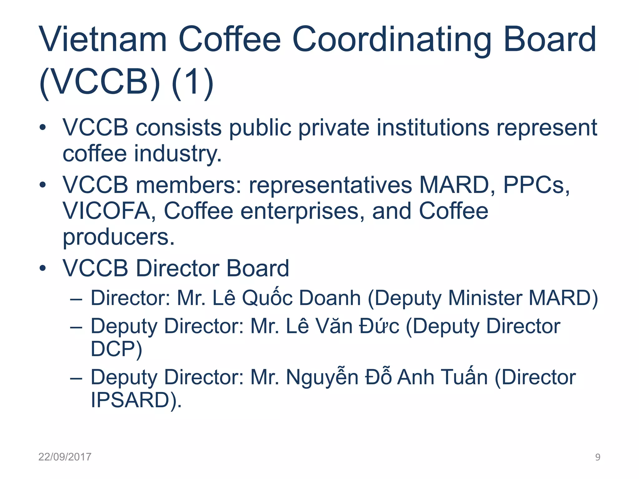 Vietnam Coffee Sector, Restructuring Plan, and VCCB | PPT