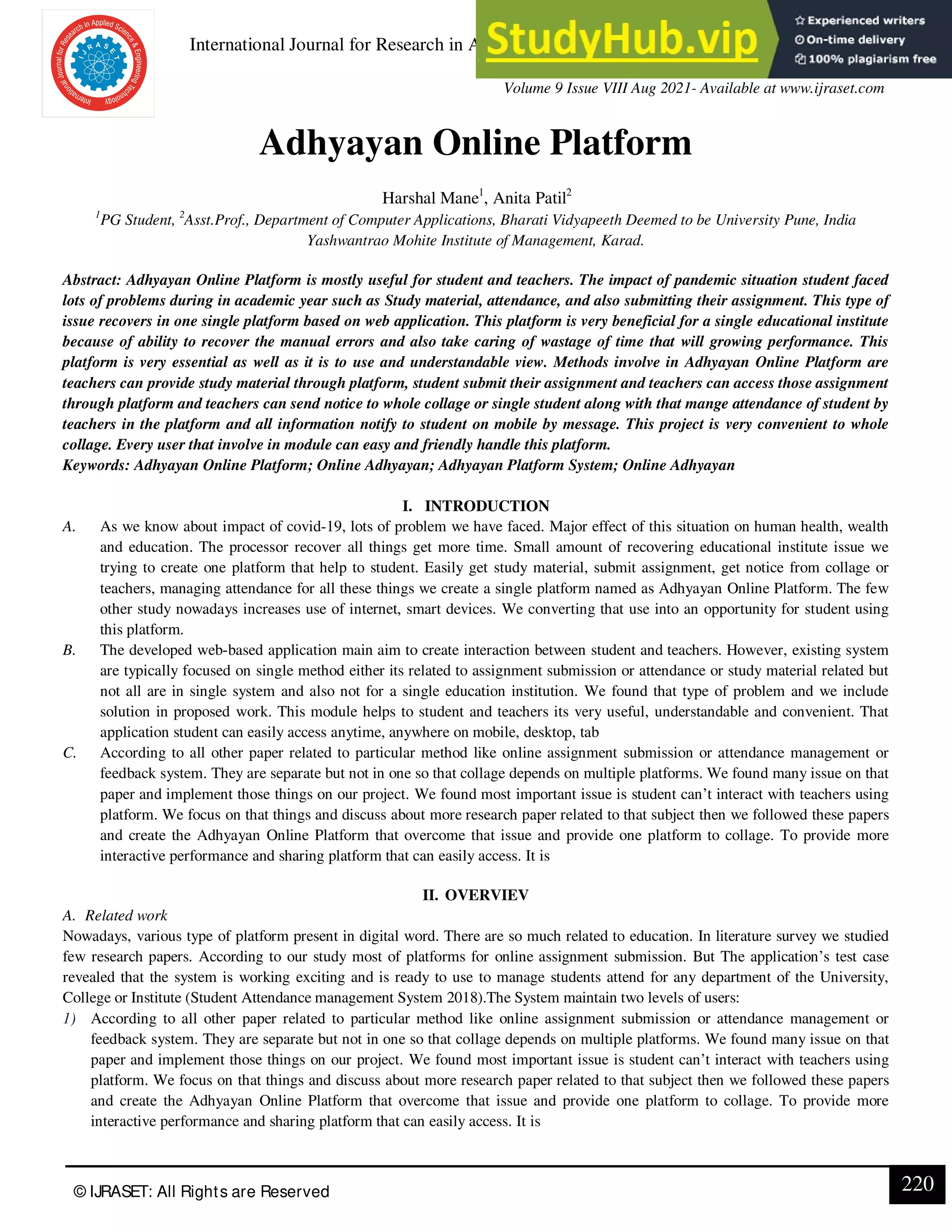 Adhyayan Online Platform | PDF