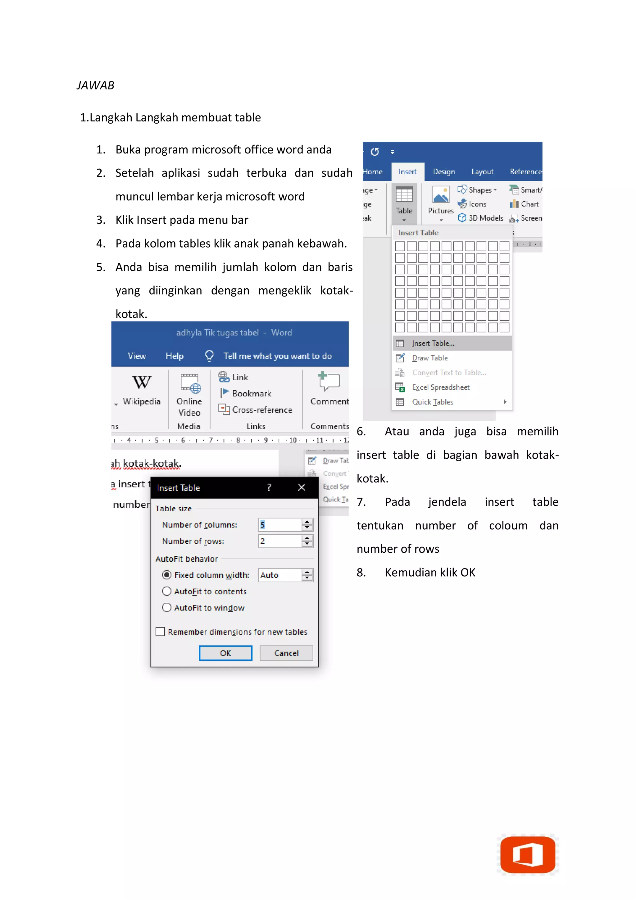 Adhyla tik tugas tabel | PDF