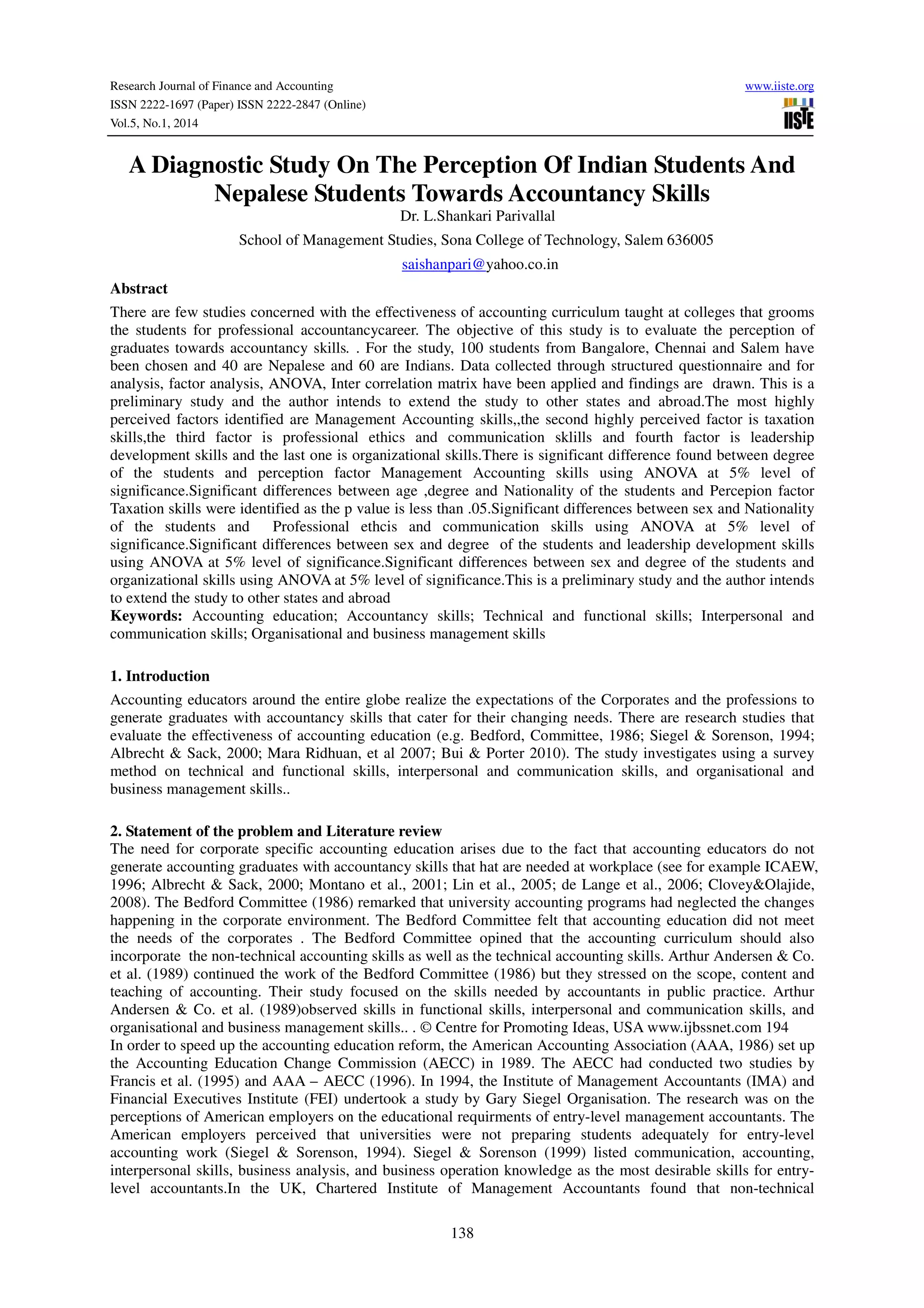 A diagnostic study on the perception of indian students and nepalese ...