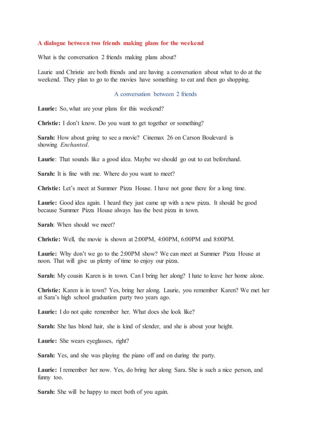 A dialogue between two friends | DOCX