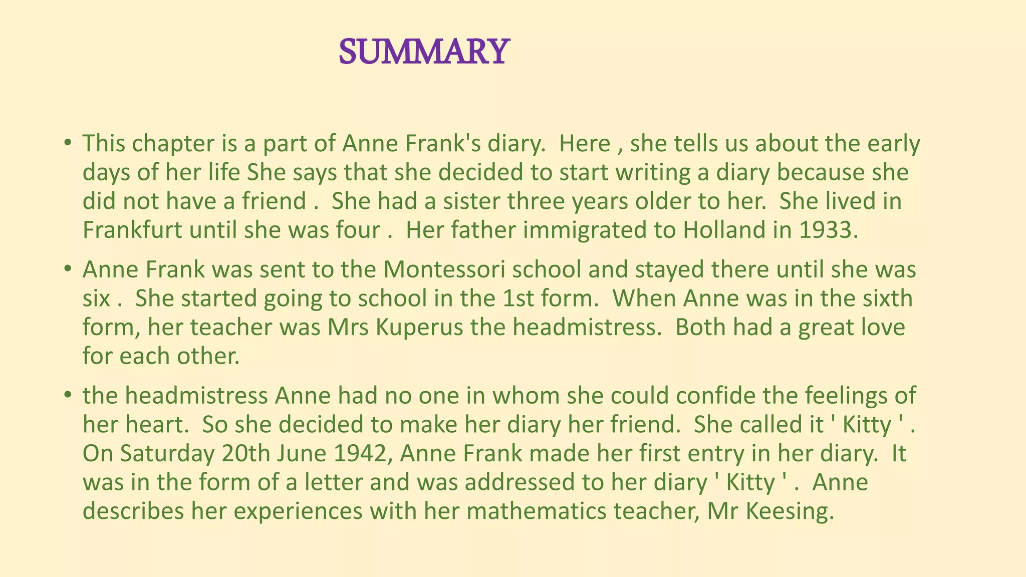 A diary of a young girl | PPTX