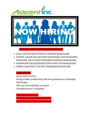 Adicent hiring | PDF