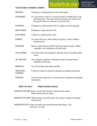 A DICTIONARY OF COOKING TERMS | PDF