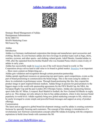 Adidas Branding Strategies | PDF