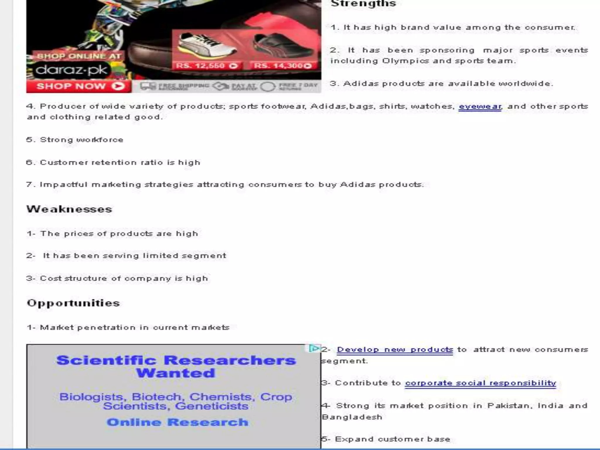 Adidas swot analysis | PPTX