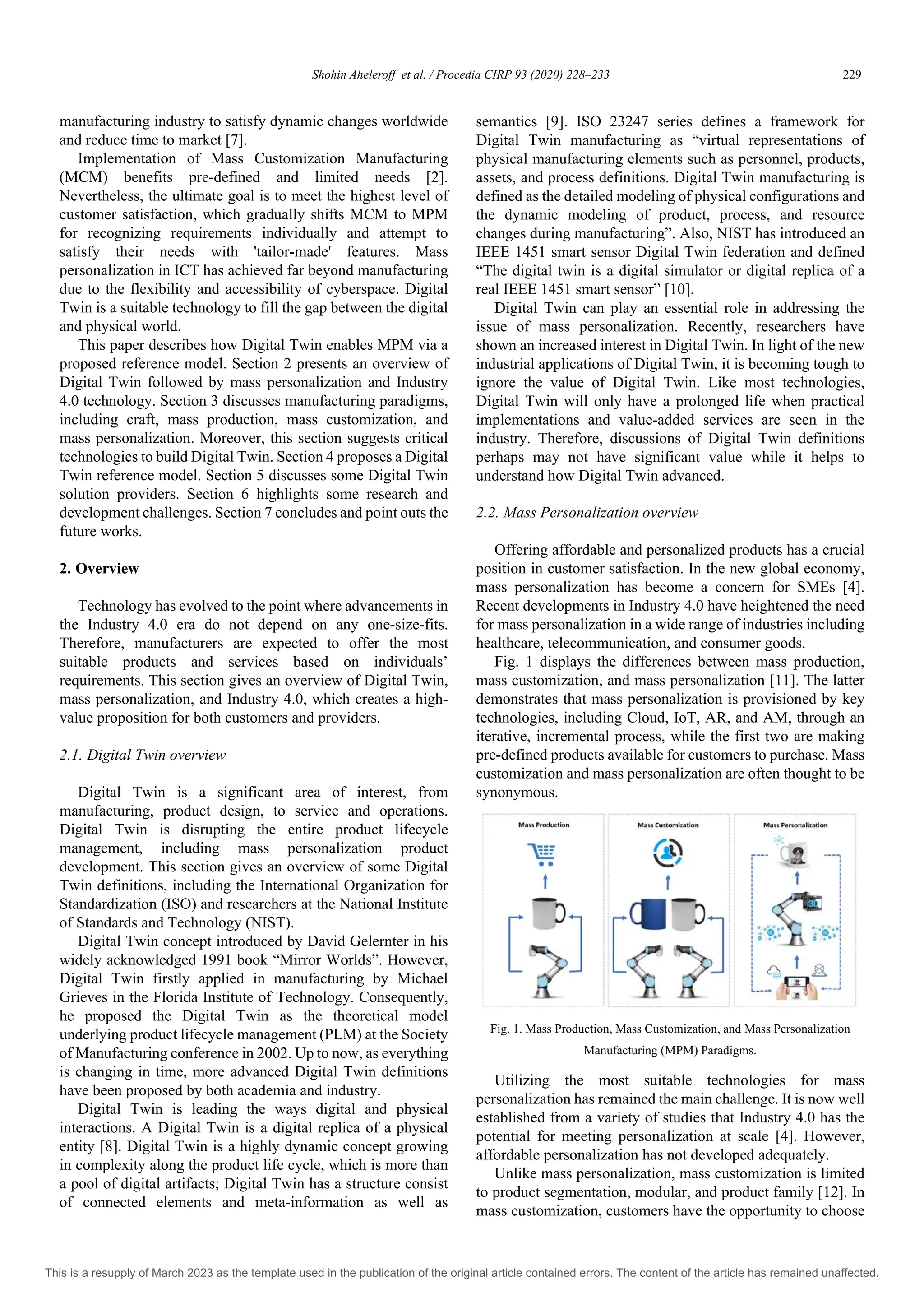 A Digital Twin Reference for Mass Personalization | PDF