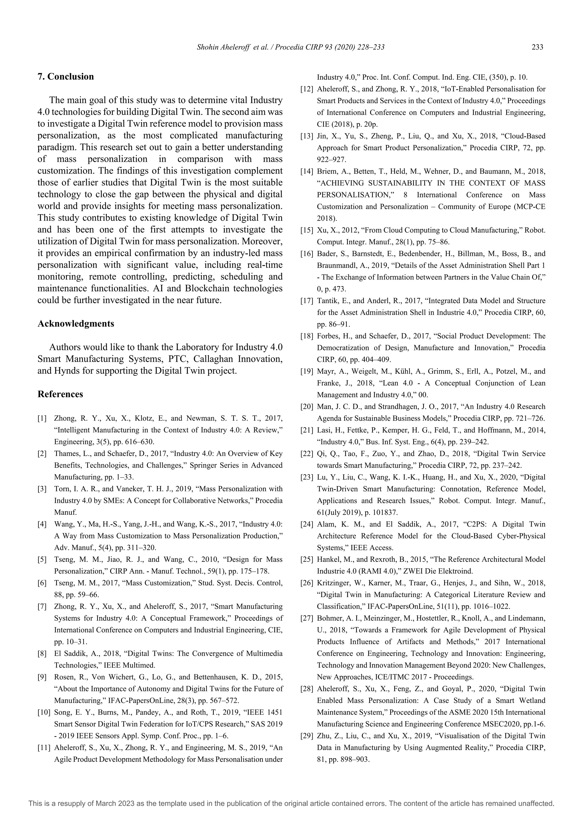 A Digital Twin Reference for Mass Personalization | PDF