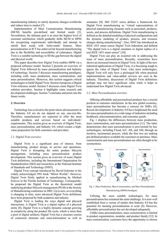 A Digital Twin Reference for Mass Personalization | PDF