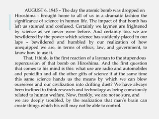 A Dilemma: A Layman Looks at Science by Raymond B. Fosdick | PPTX