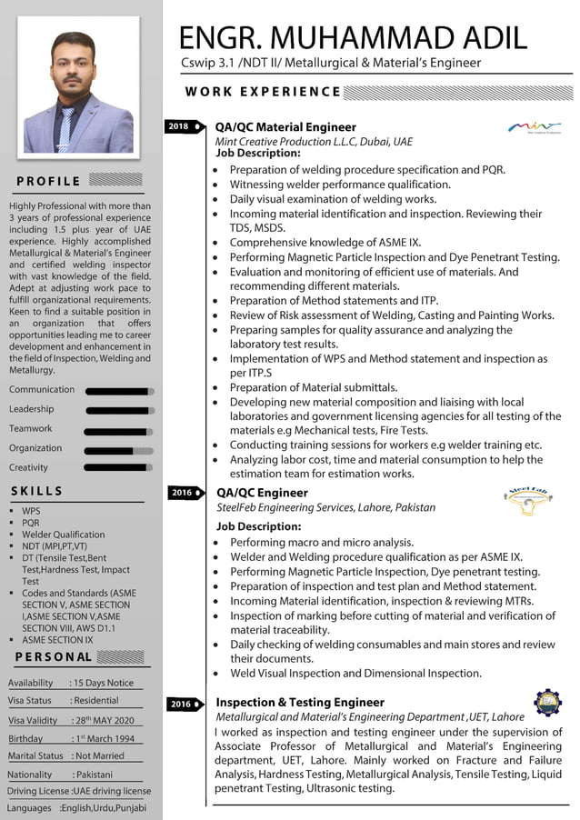 Adil qa qc_materials_engineer_resume_sw | PDF
