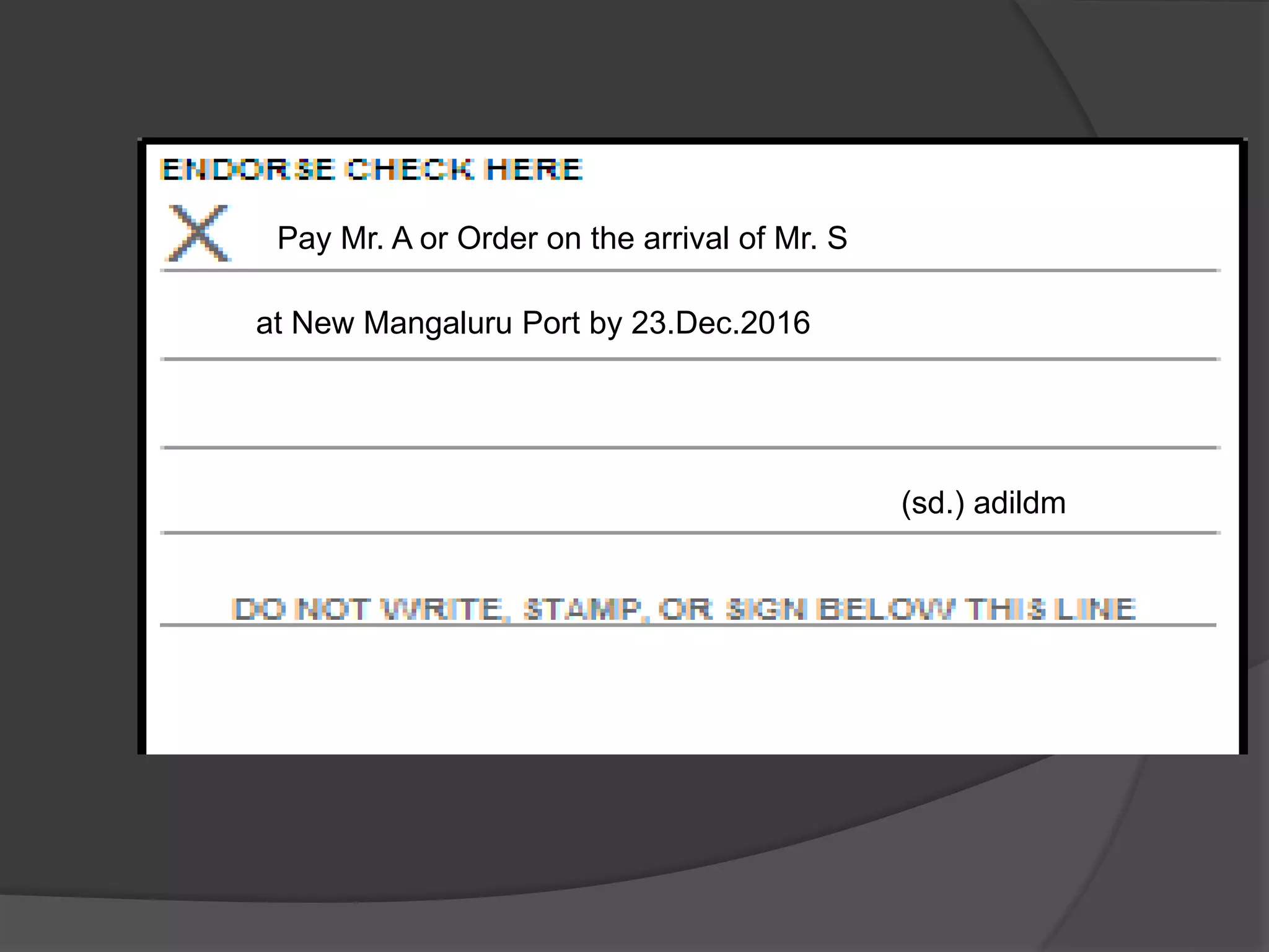 endorsement of cheques | PPTX