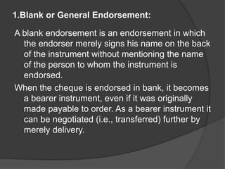 endorsement of cheques | PPTX