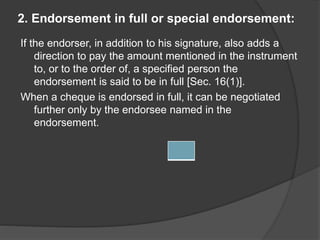 endorsement of cheques | PPTX