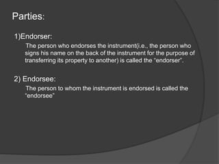 endorsement of cheques | PPTX