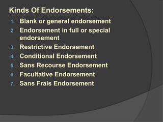endorsement of cheques | PPTX