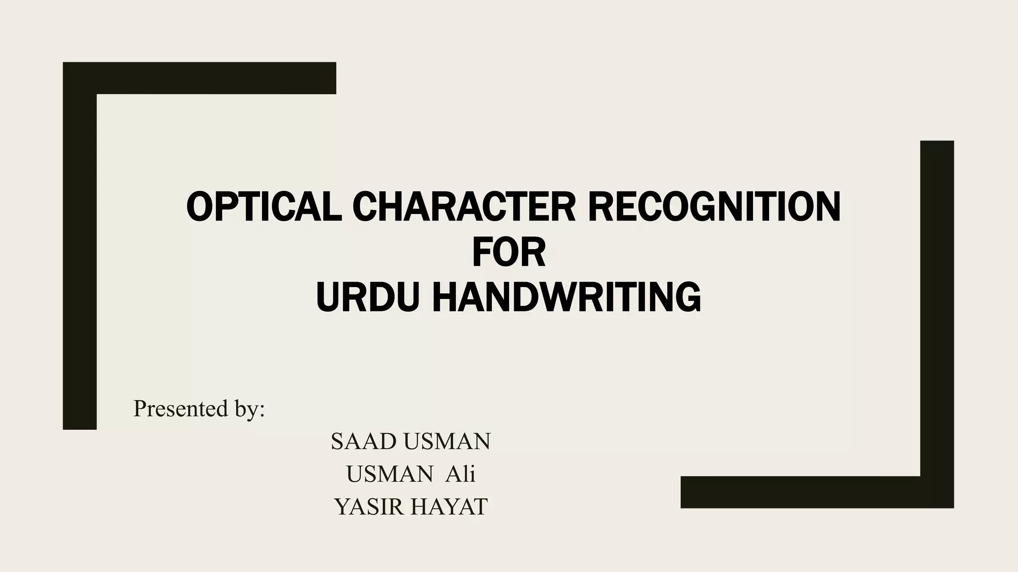 OCR for Urdu translation | PPT