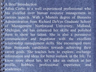 Adisa corbo a woman with a rich career profile | PPT