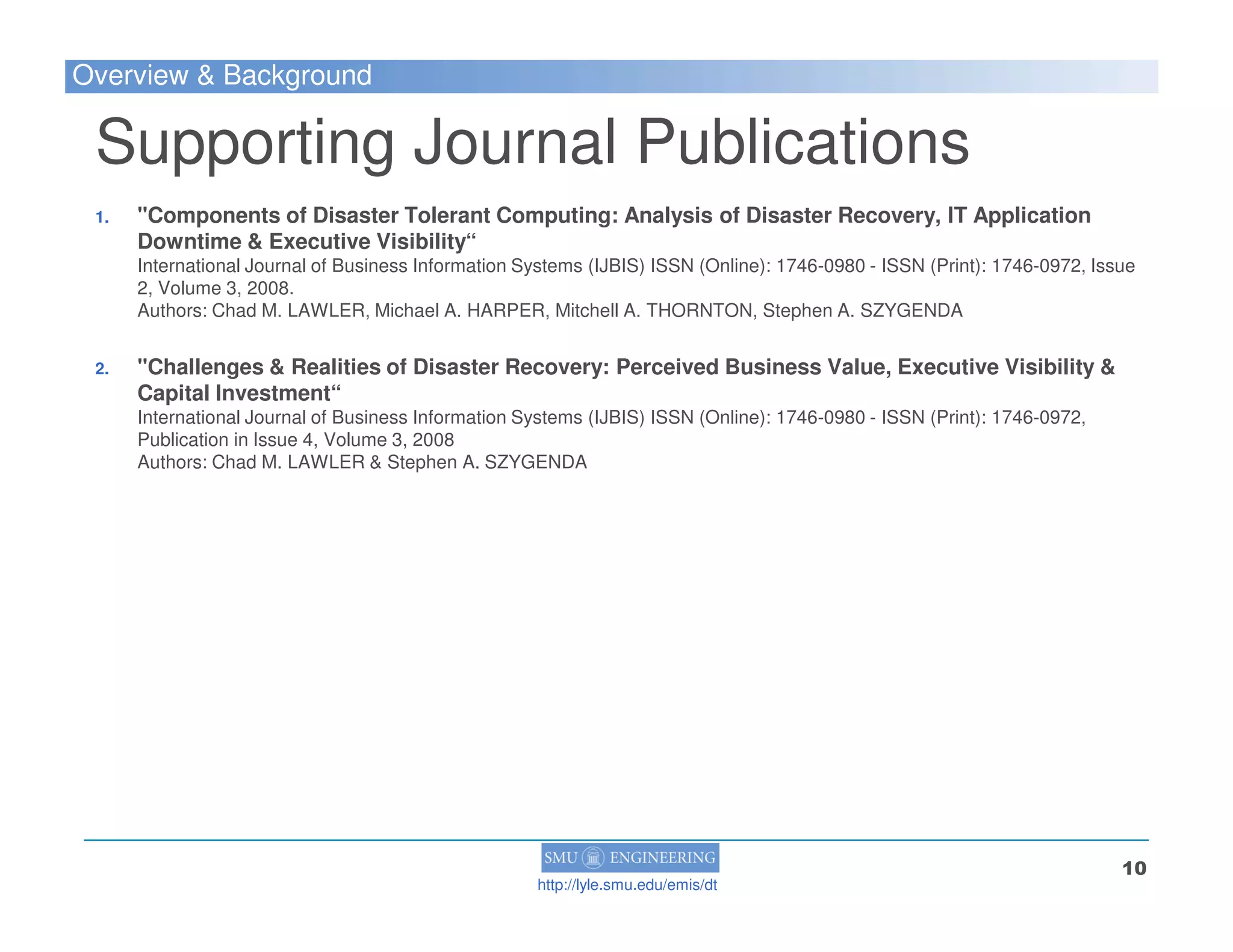A Disaster Tolerant Cloud Computing Model as a Disaster Survival Methodology - Chad M Lawler PhD ...