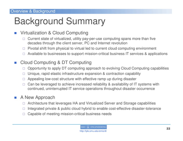 A Disaster Tolerant Cloud Computing Model as a Disaster Survival Methodology - Chad M Lawler PhD ...