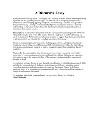 A Discursive Essay | PDF