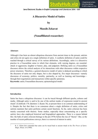 A Discursive Model Of Satire | PDF