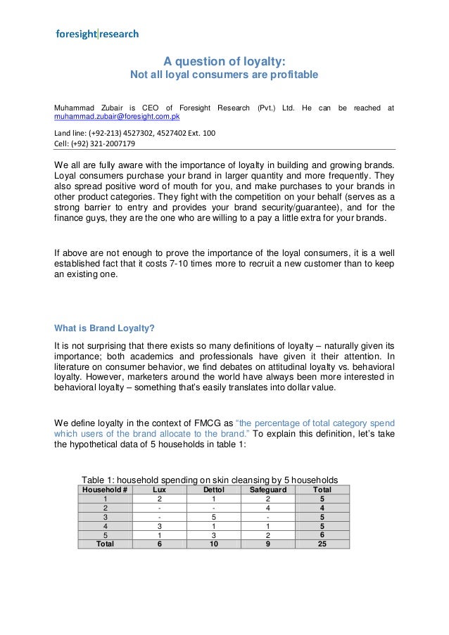A discussion on loyalty
