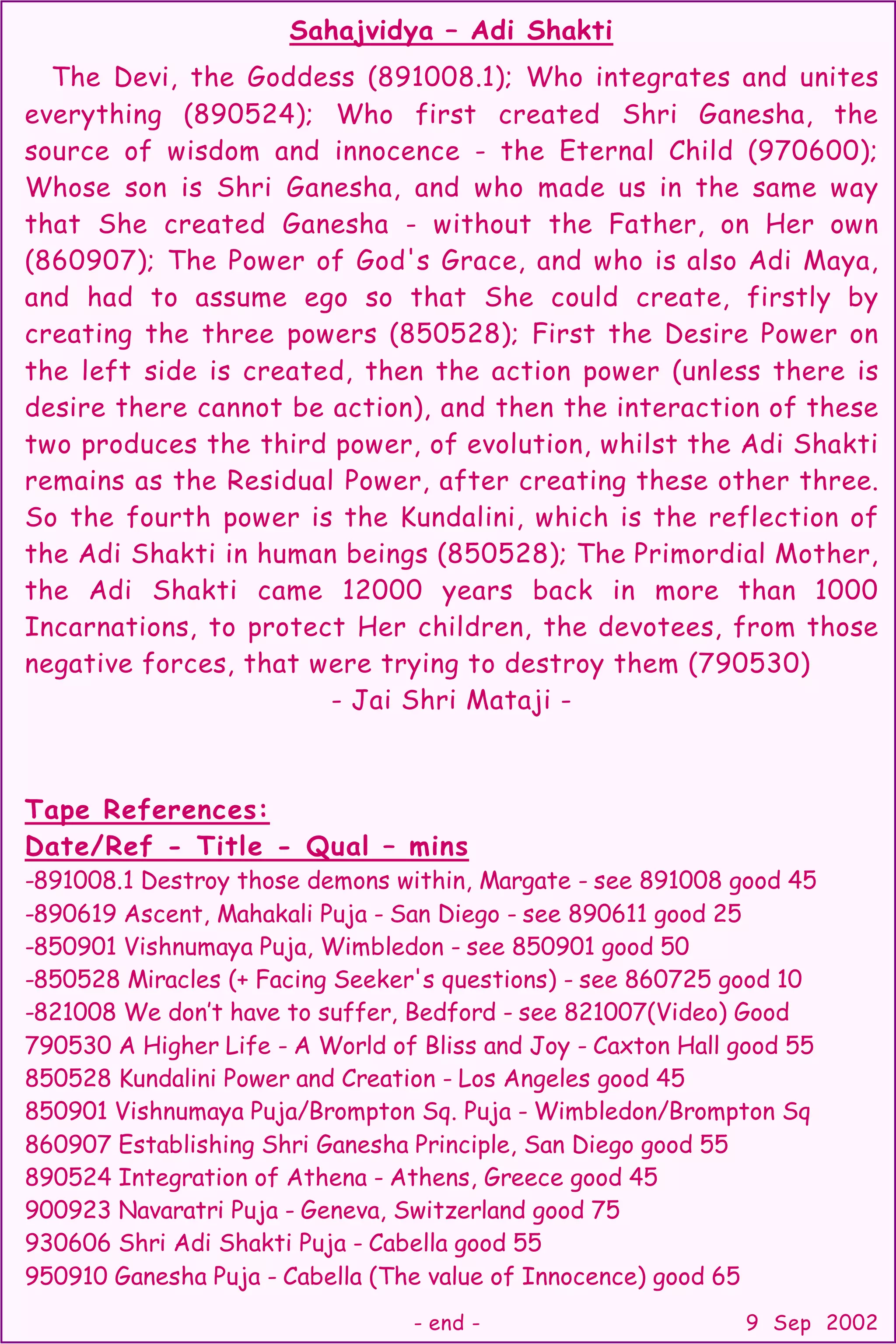 About Adi Shakti - Sahaja Yoga | PDF