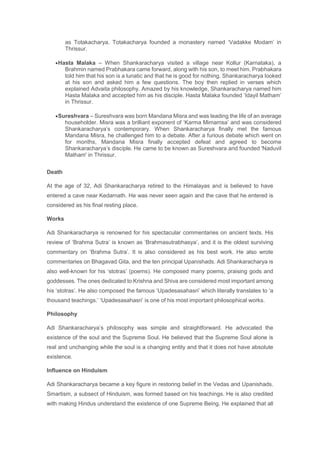 Adi shankaracharya | PDF | Religion & Spirituality