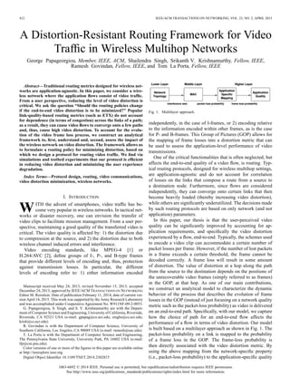 A Distortion-Resistant Routing Framework for Video Traffic in Wireless Multihop Networks | PDF